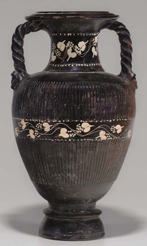 AN APULIAN RED-FIGURED AMPHORA , ATTRIBUTED TO THE WHITE SACCOS PAINTER ...