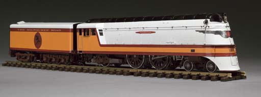 A fine scale model of the Milwaukee Road streamlined Hiawatha 4-4-2 ...