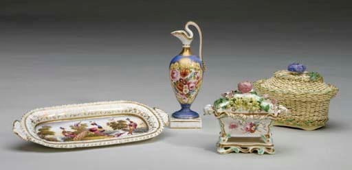 TWO MINTON PORCELAIN INKSTANDS AND OTHER DESK WARES, , FIRST HALF 19TH ...