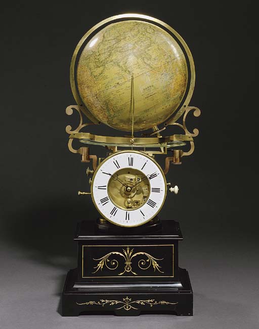 Acrobat and MusiciansA Louis Philippe gilt-brass eight day striking and ...