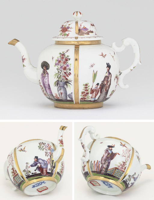 A MEISSEN (KPM) CHINOISERIE TEAPOT AND COVER , CIRCA 1723, TEAPOT WITH ...