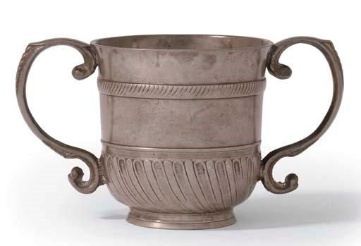 An English Two Handled Pewter Loving Cup By William Hux Of London
