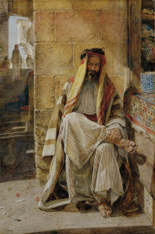 John Frederick Lewis, R.A. (1805-1876) , An Arabian Chief, seated in a ...