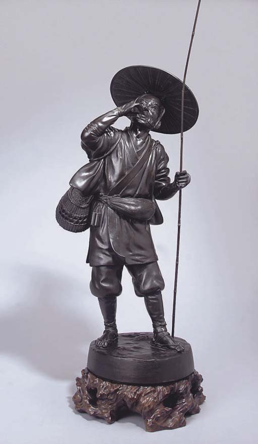 A Japanese laquered wood figure of koma inu, temple guardian dog ...