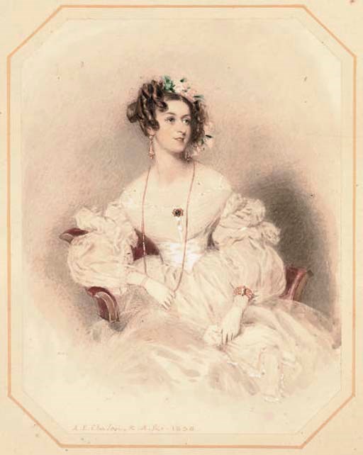 Alfred Edward Chalon (1780-1860) , Portrait of a lady, three-quarter ...