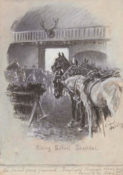 Gilbert Joseph Holiday (British, 1879-1937) , Riding school scandal ...