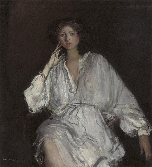 David Abercrombie Donaldson, R.S.A. (1916-1996) , Annette in white ...