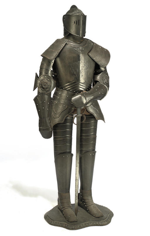 AN ETCHED AND EMBOSSED STEEL SUIT-OF-ARMOUR