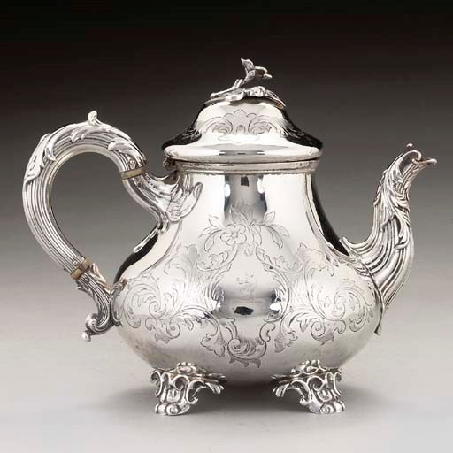 A VICTORIAN SILVER TEAPOT, , MARK OF T.J. & N. CRESWICK, SHEFFIELD ...