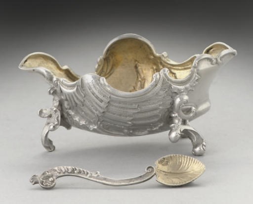 A LATE 19TH CENTURY RUSSIAN SILVER SALT COMPLETE WITH SPOON, , MARK OF ...