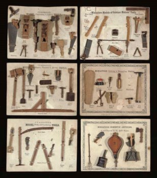 An interesting and unusual group of English wood and metal miniature ...