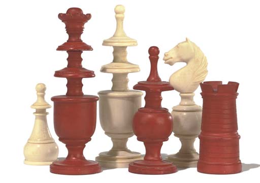 A FRENCH EBONIZED AND BONE RÉGENCE PATTERN CHESS SET , 19TH CENTURY ...