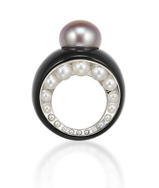 A CULTURED PEARL AND LACQUER RING, BY TAFFIN | Christie's