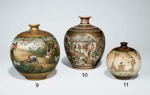 A SATSUMA VASE , SIGNED KYOTO HAN KINKOZAN ZO AND IMPRESSED SEAL, MEIJI ...