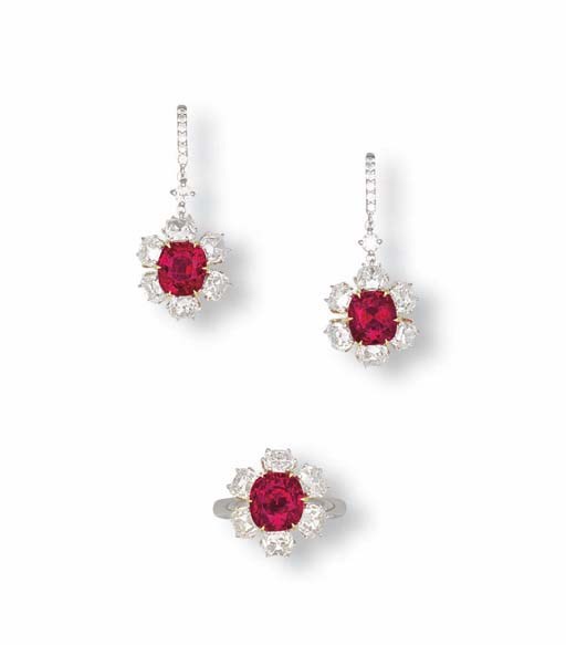 A SET OF RUBY AND DIAMOND JEWELLERY | Christie's