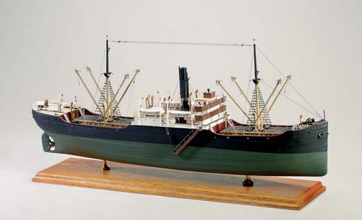 A ship model of a Tramp Steamer