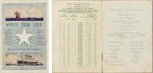 A list of first class passengers for the R.M.S. Titanic | Christie's