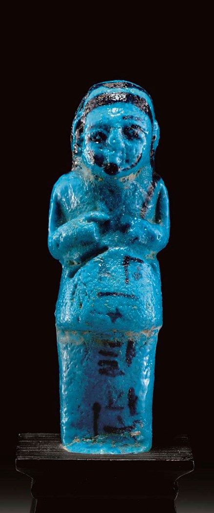 AN EGYPTIAN BLUE FAIENCE OVERSEER SHABTI FOR DJEHUTI , THIRD ...