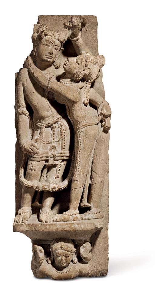 A buff sandstone group of lovers, Mithuna