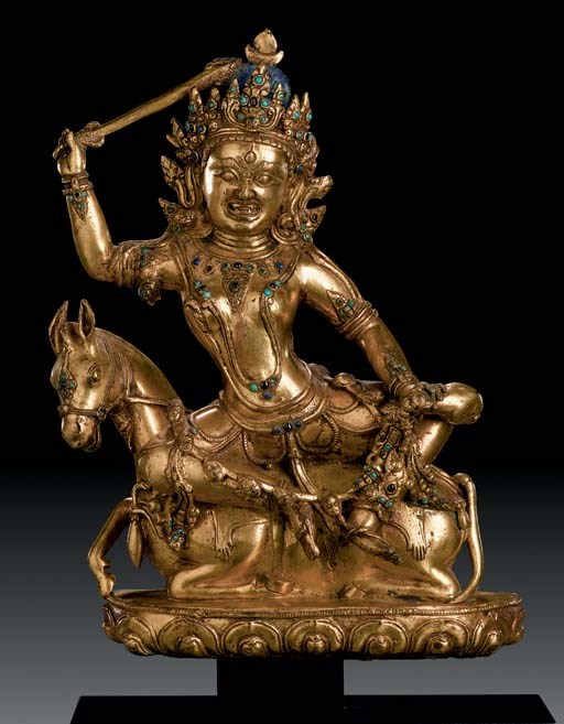 A gilt bronze figure of Sri Devi , TIBET, DENSATIL, 15TH CENTURY ...