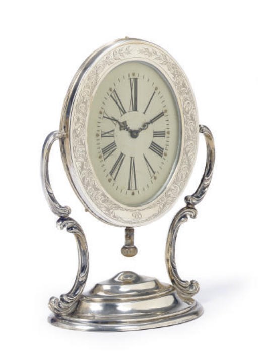 AN AMERICAN STERLING SILVER DESK CLOCK, , MARKS FOR REED & BARTON ...