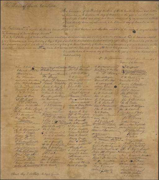 [CIVIL WAR -- SOUTH CAROLINA ACT OF SECESSION]. The State of South ...