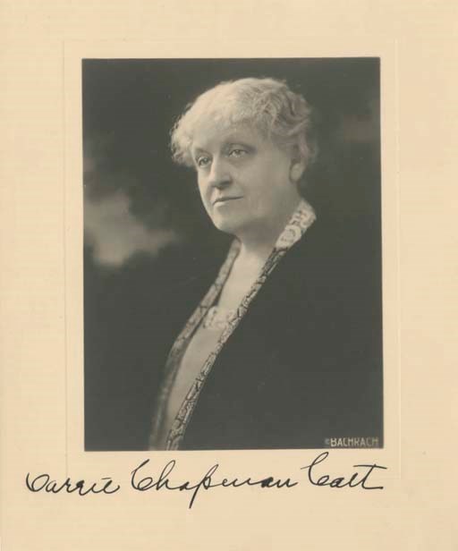 CATT, Carrie Chapman (1859-1847). Photograph signed ("Carrie Chapman ...