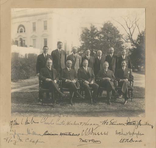 HOOVER, Herbert C. Photograph signed ("Herbert Hoover"), also signed by ...