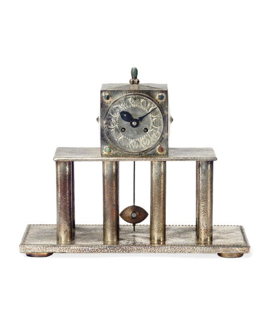 JOSEF HOFFMANN (1870-1956) , A SILVERED-METAL MANTEL CLOCK, CIRCA 1905 ...
