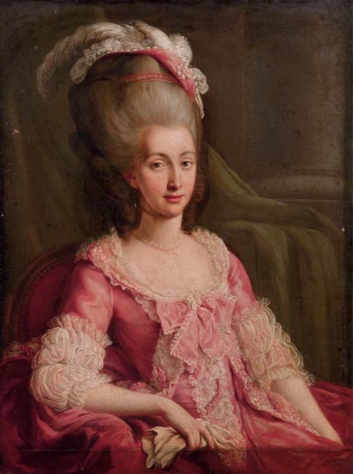 French School, c.1780 , Portrait of the Comtesse d'Artois, seated half ...