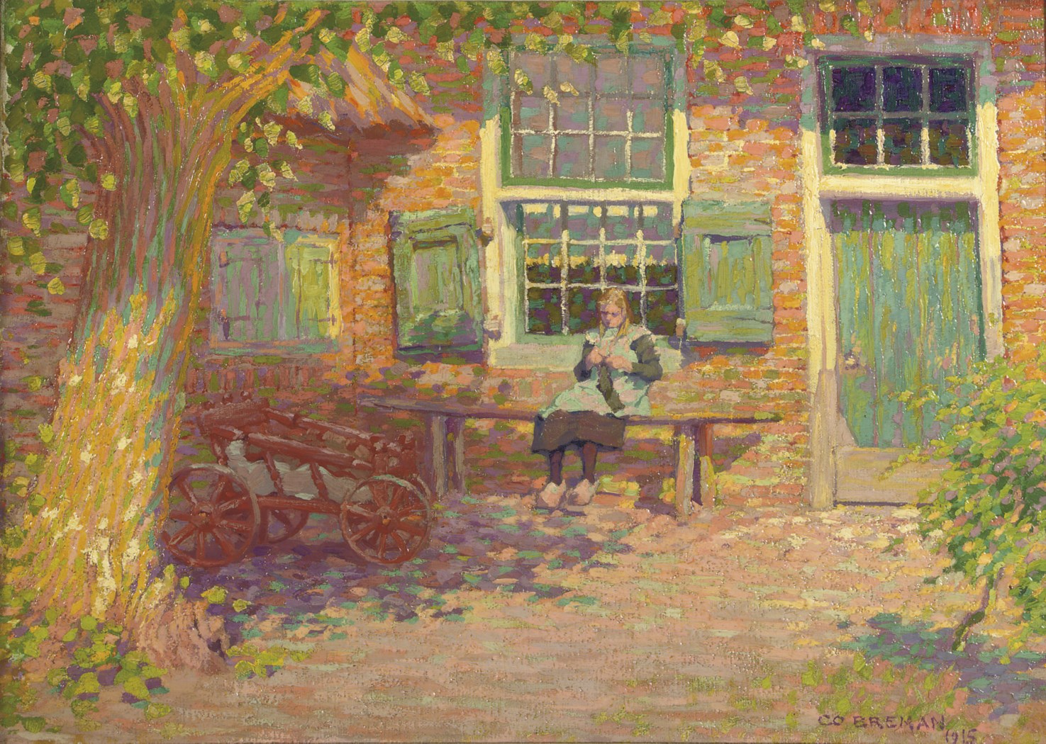 Co Breman (DUTCH, 1865-1938) , Girl in front of a farm in het Gooi ...