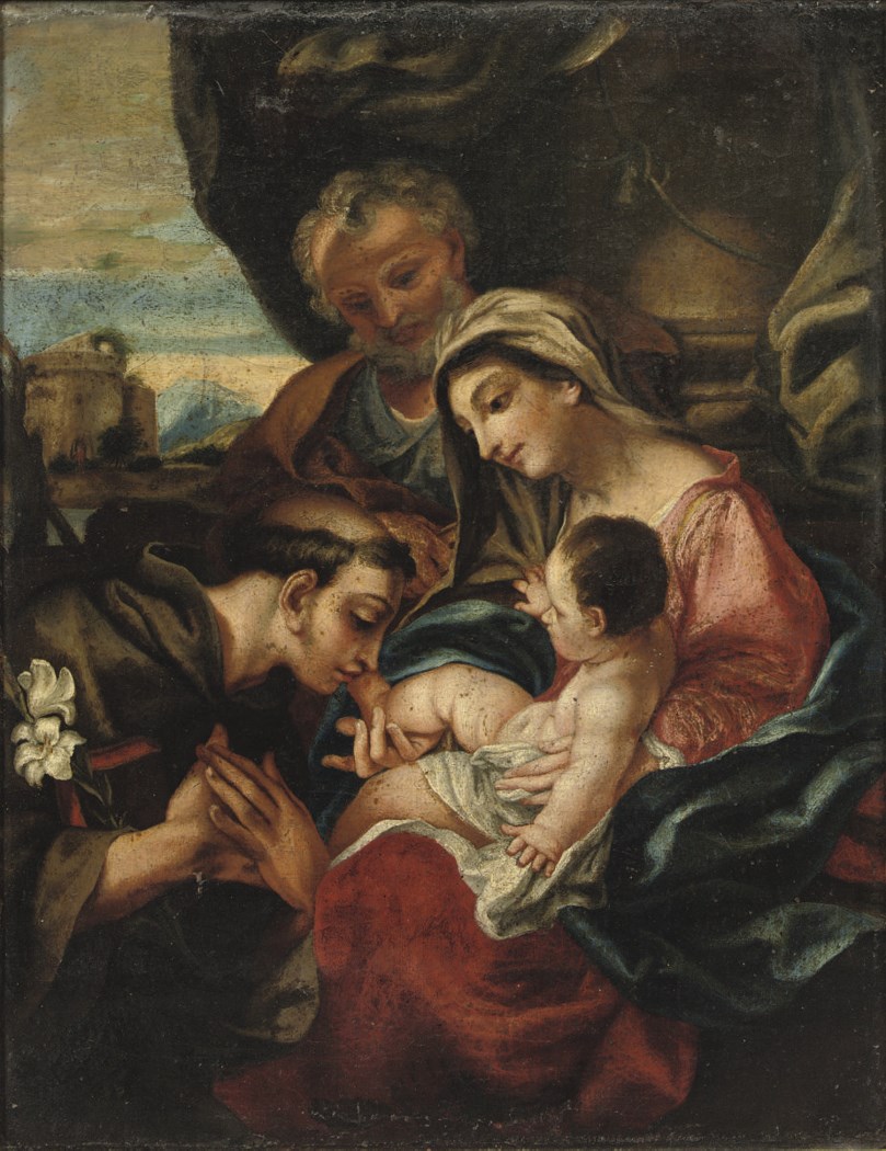 Manner of Annibale Caracci , The Holy Family with Saint Anthony of ...