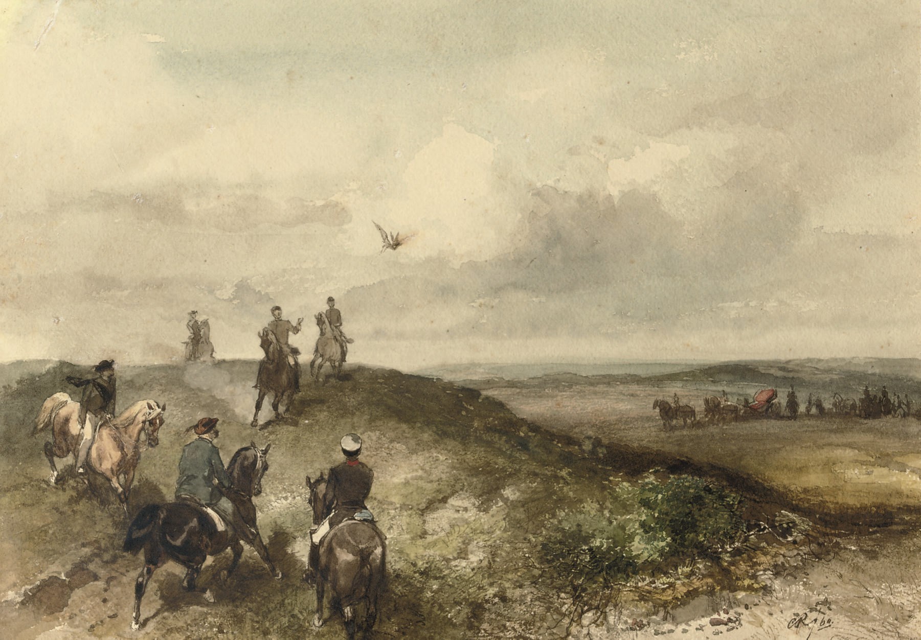 Charles Rochussen (Dutch, 1814-1894) , A Royal hunting party: Queen ...