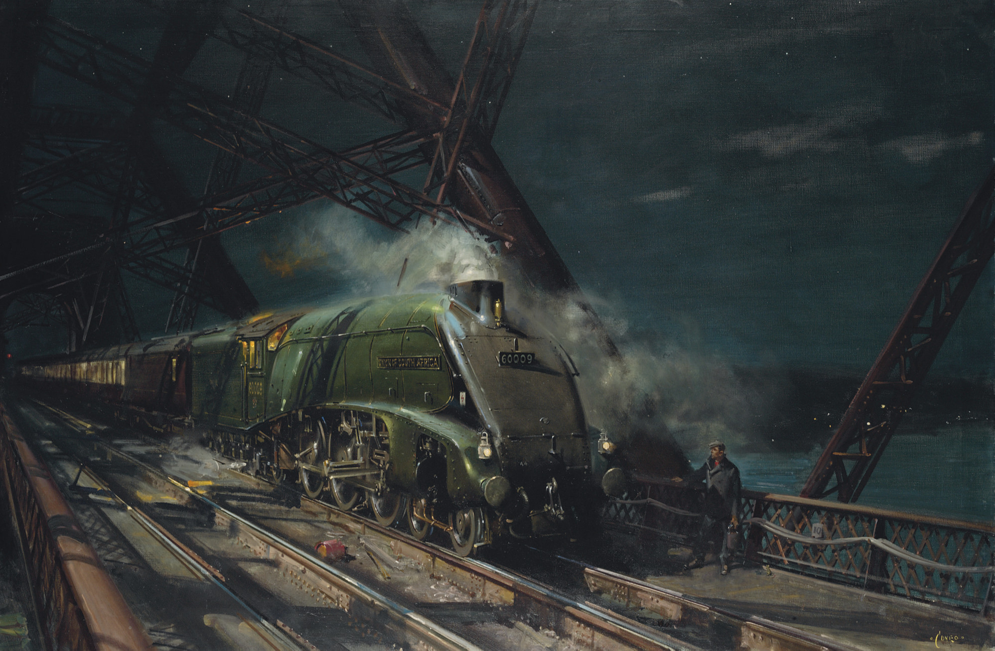 Terence Cuneo (1907-1996) , An A4 Pacific Crossing the Forth | Christie's