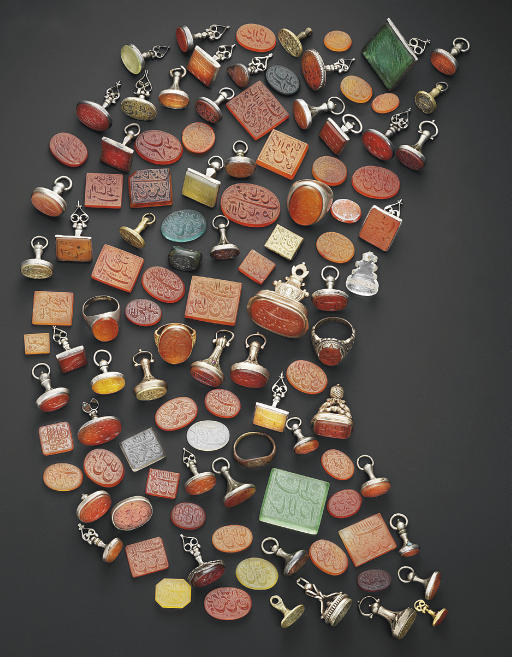 TWENTY INSCRIBED HARDSTONE SEALS AND TALISMANS , TIMURID AND SAFAVID ...