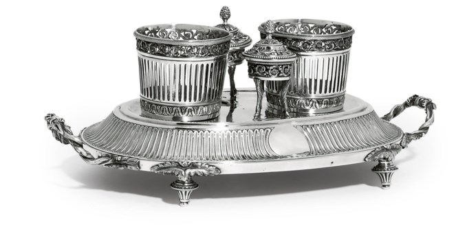 A LOUIS XVI SILVER OIL-AND-VINEGAR CRUET , MARK OF JEAN-JOSEPH BEAUDET ...