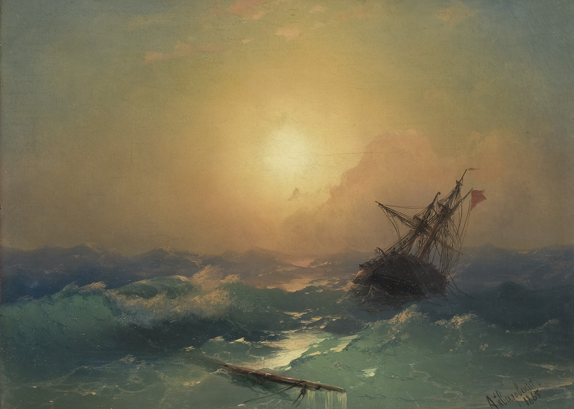 Ivan Aivazovsky (1817-1900) , A ship in distress | Christie's