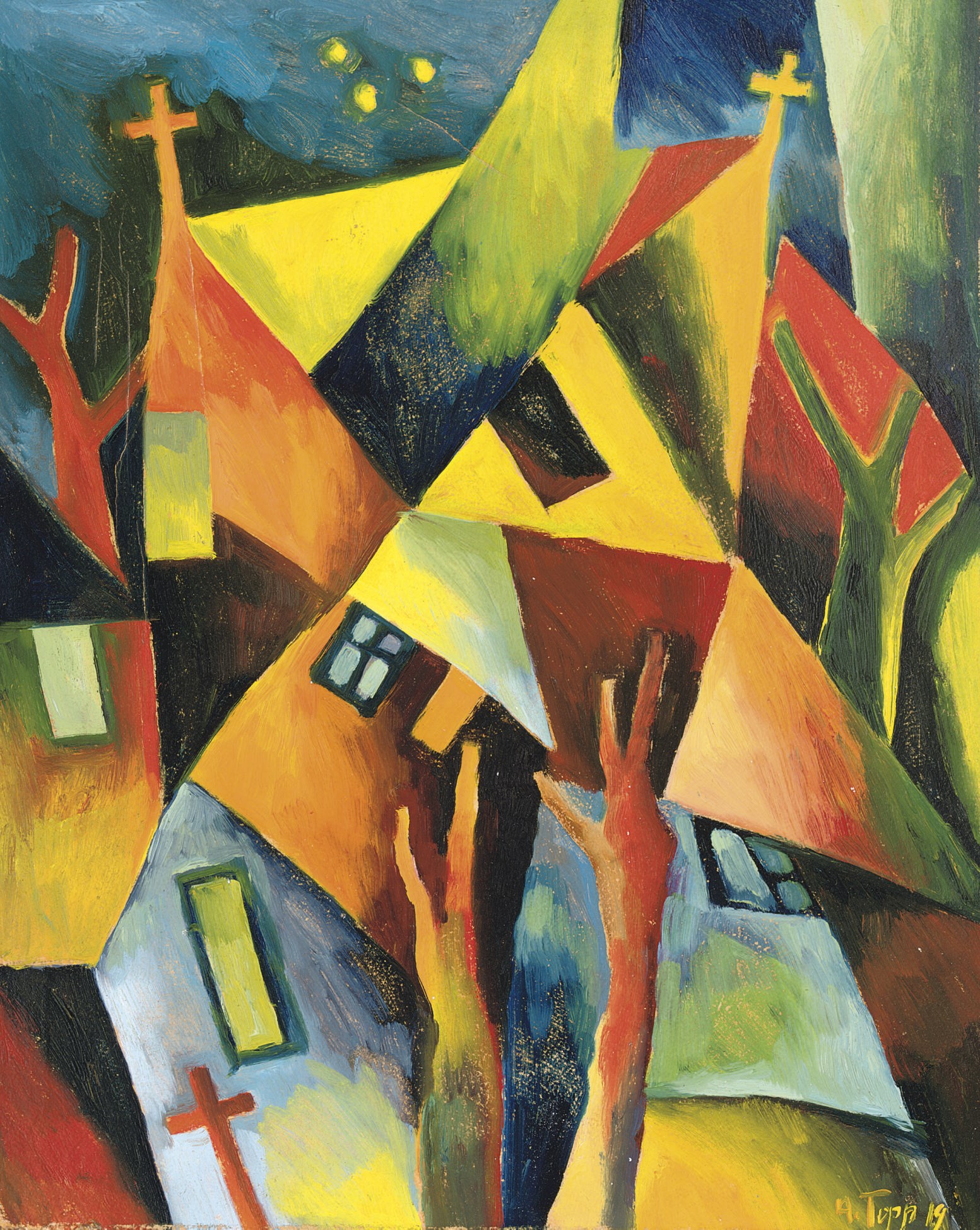 Arnold Topp (1887-1945) , Stadtlandschaft mit drei Kreuzen | Christie's