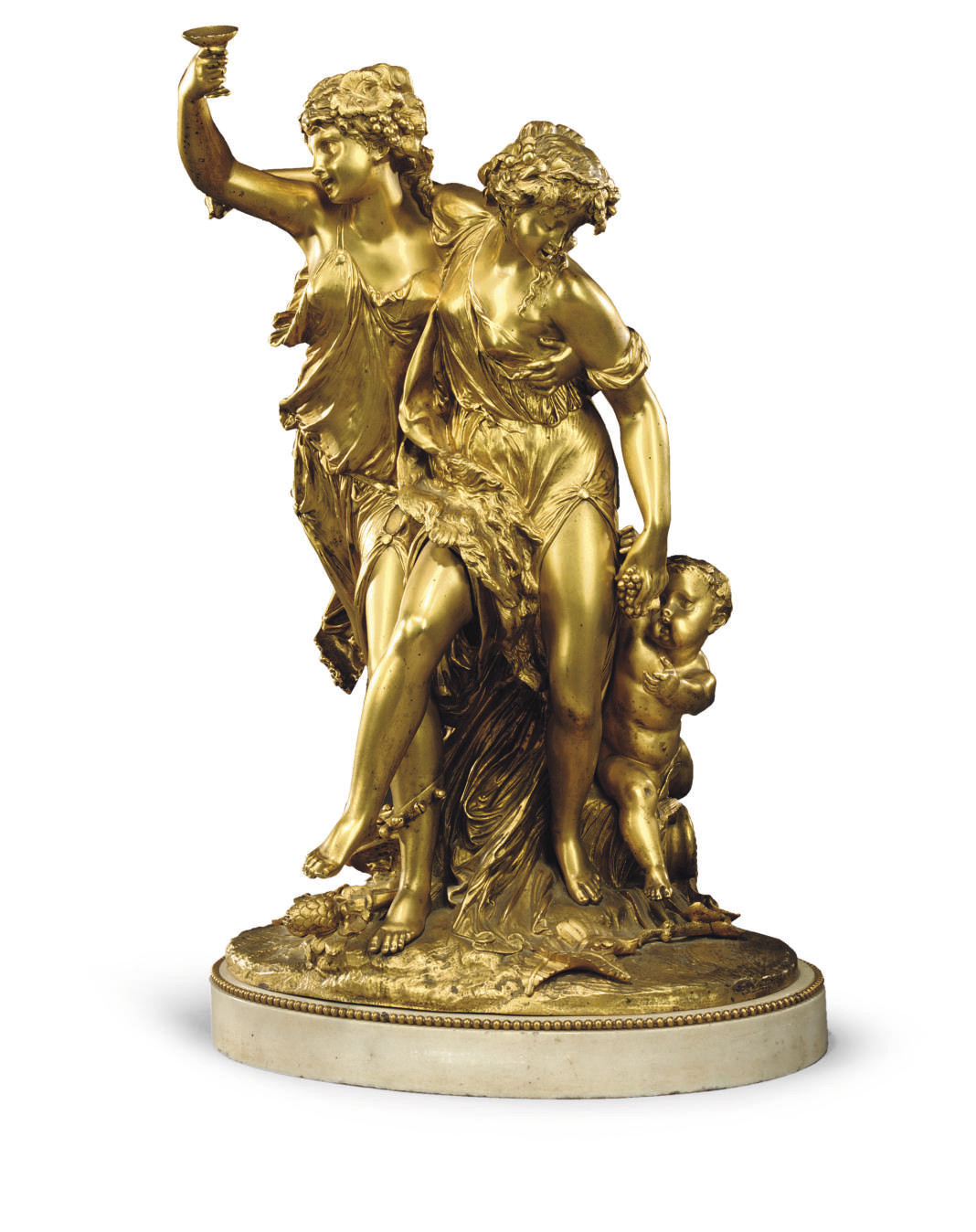 A FRENCH GILT-BRONZE BACCHIC FIGURAL GROUP