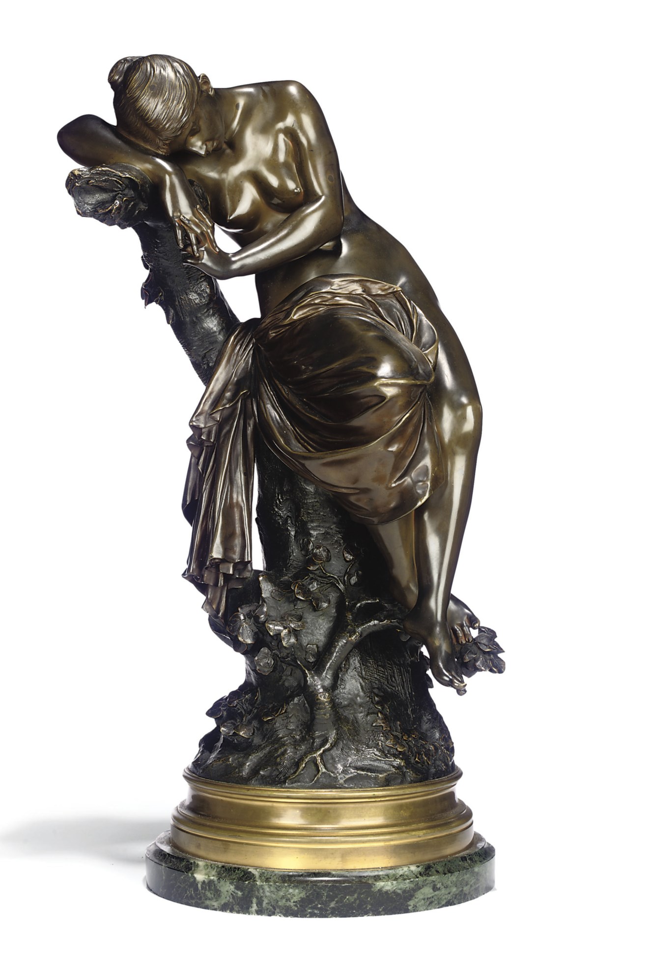 A FRENCH BRONZE FIGURE OF A SLEEPING NYMPH , CAST FROM THE MODEL BY ...