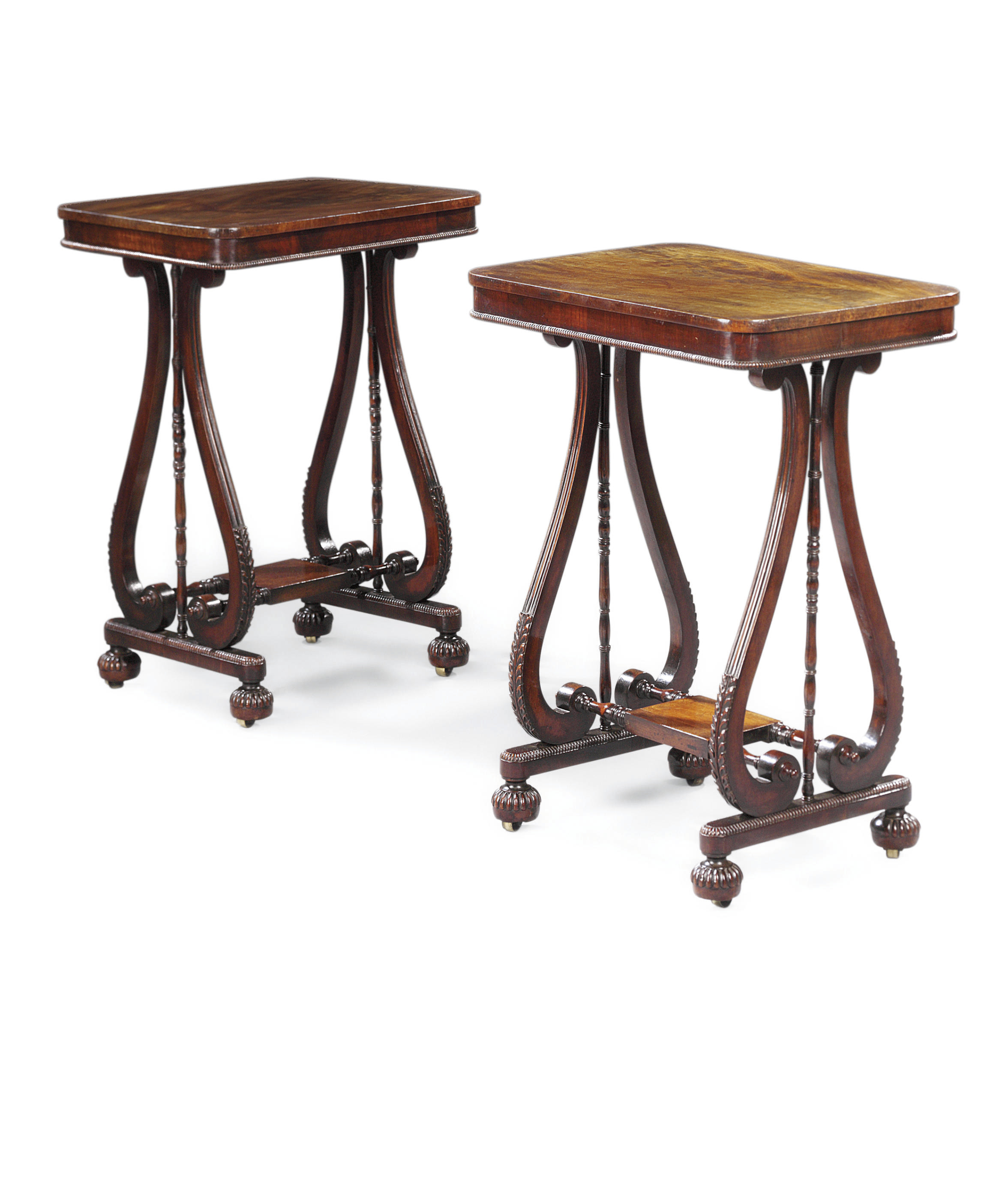 A PAIR OF REGENCY MAHOGANY SIDE OR PIER TABLES