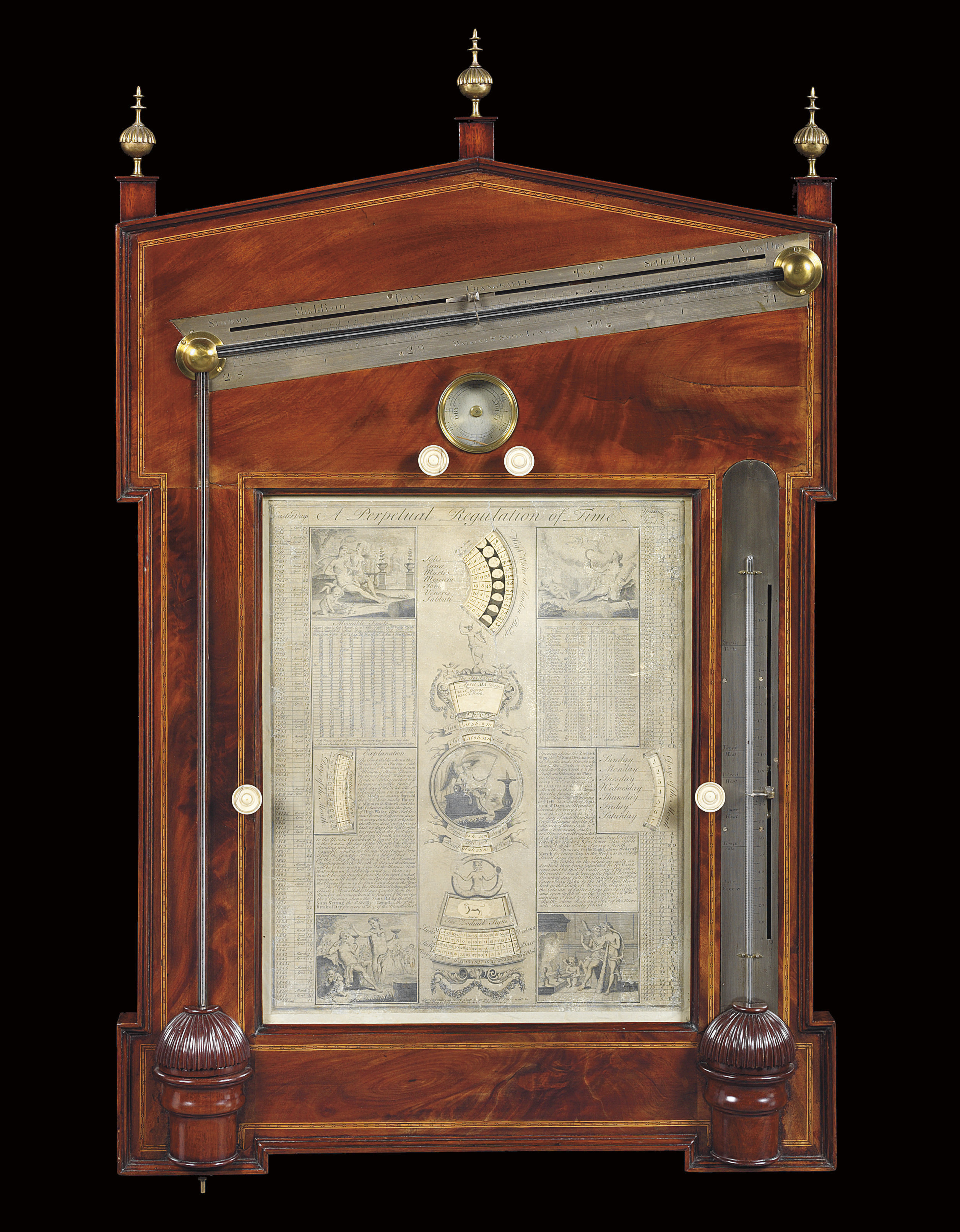 A GEORGE III MAHOGANY, MARQUETRY INLAID AND BRASS-MOUNTED ANGLE ...