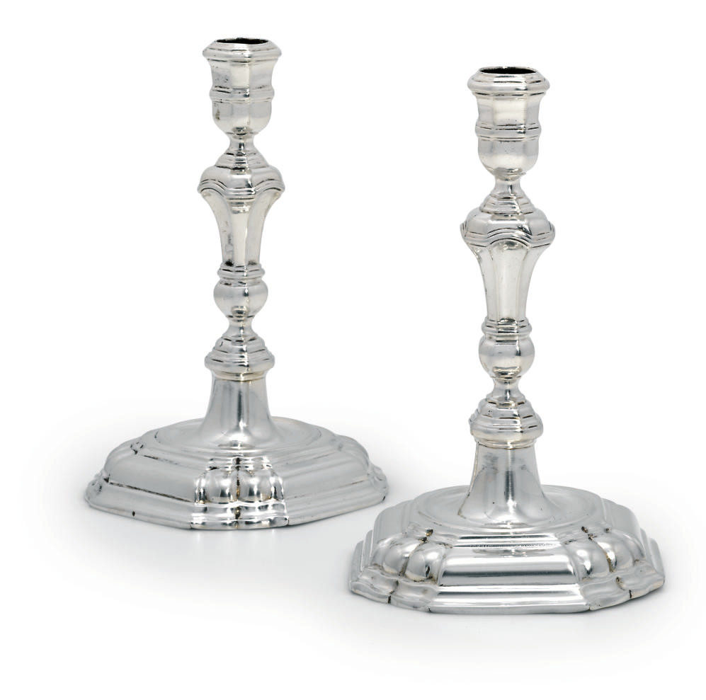 A PAIR OF GERMAN SILVER CANDLESTICKS