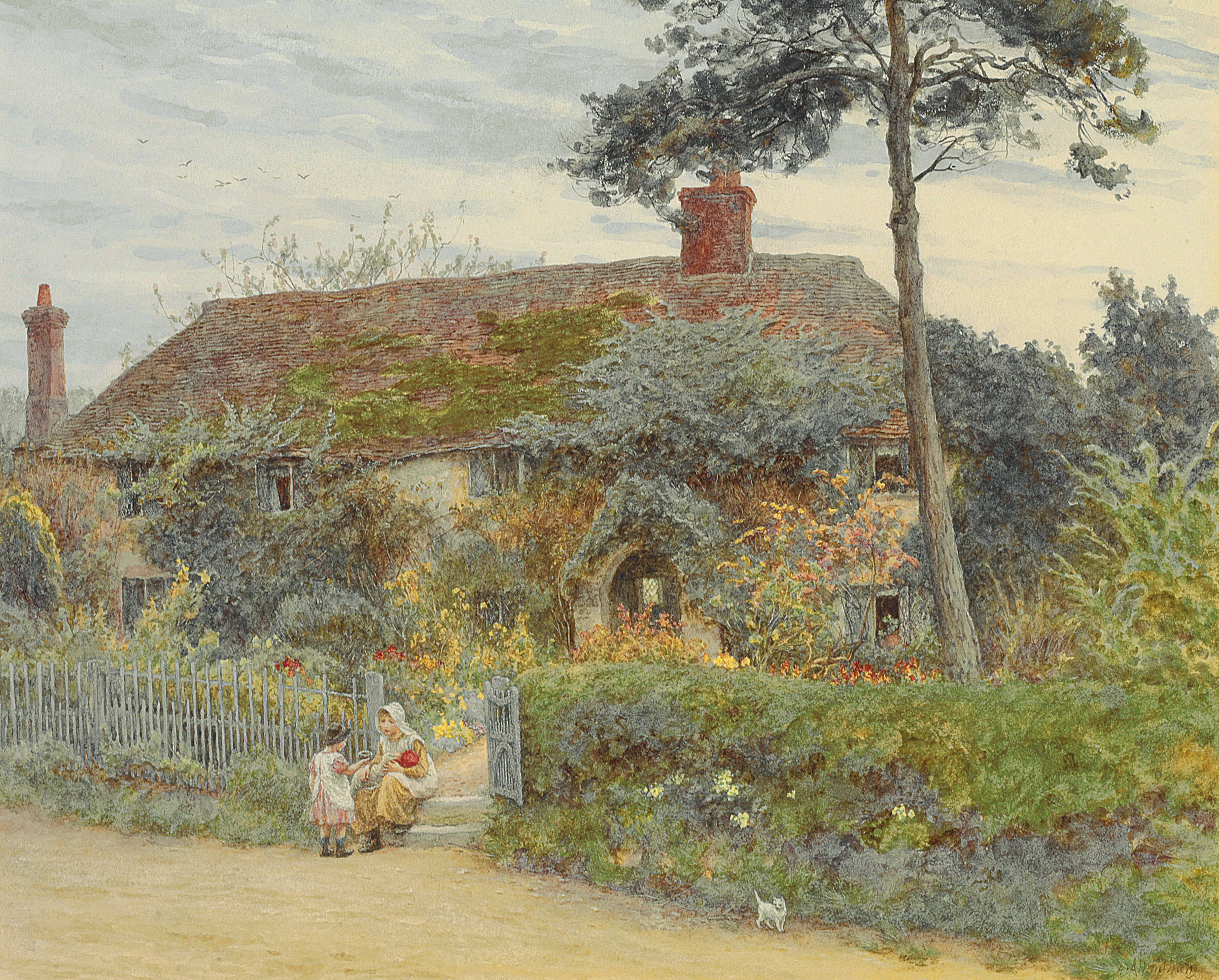 Helen Allingham, R.W.S. (1848-1926) , Hook's Farm, Freshwater, Isle of ...
