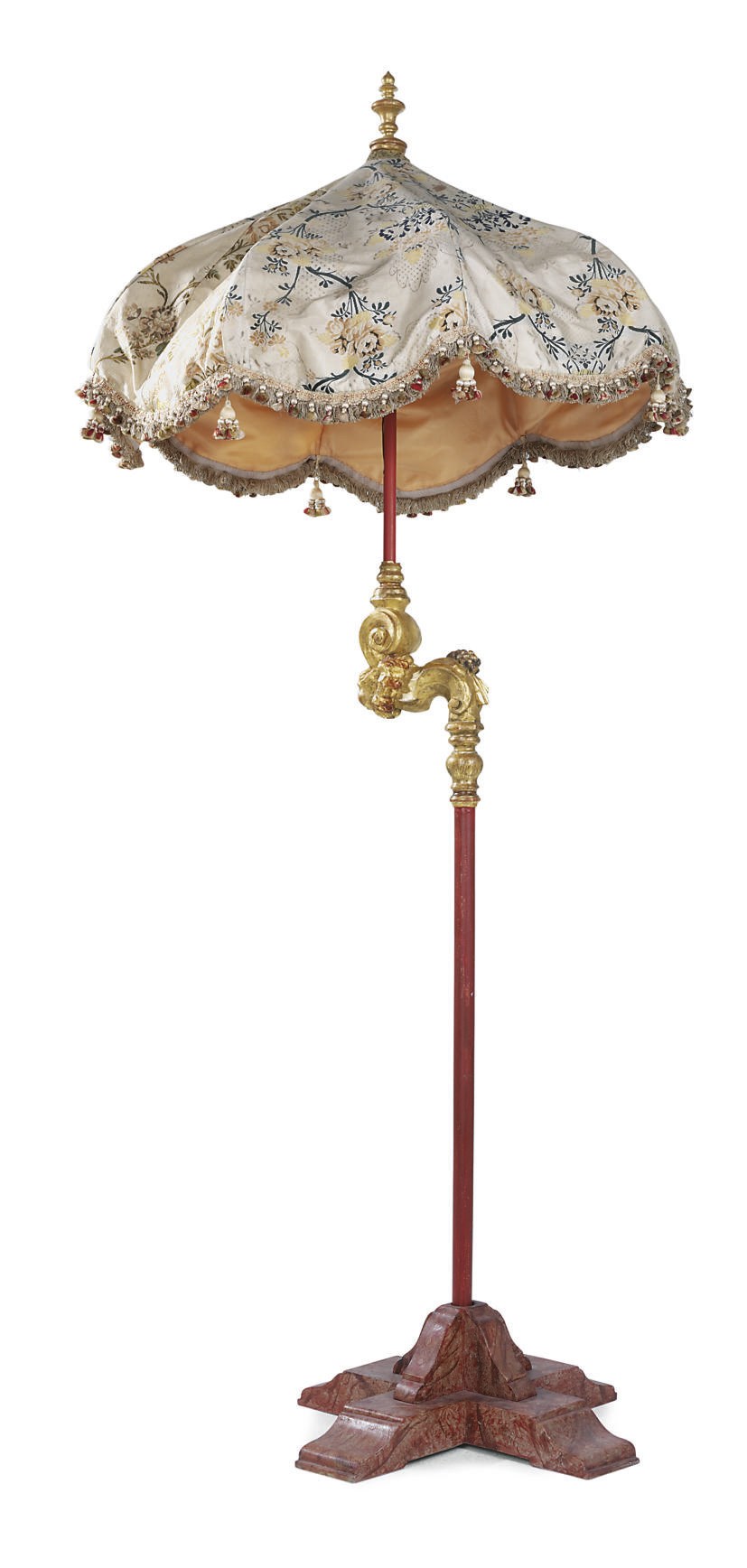 A NORTH ITALIAN EMBROIDERED FLORAL-SILK PARASOL , PROBABLY VENETIAN ...