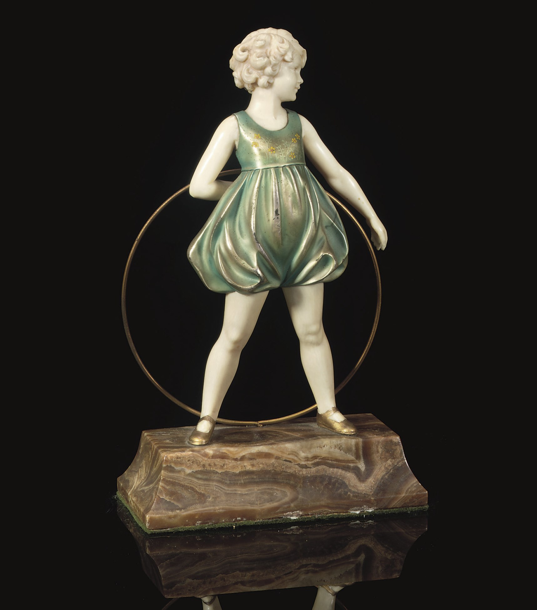 FERDINAND PREISS , HOOP GIRL A COLD-PAINTED BRONZE AND IVORY FIGURE ...
