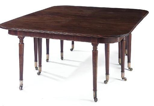 A REGENCY MAHOGANY THREE-SECTION DINING TABLE , EARLY 19TH CENTURY, THE ...
