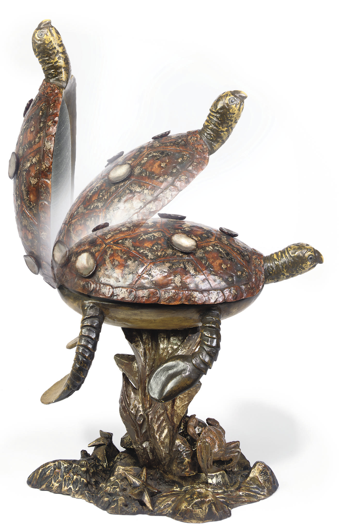 A VENETIAN DECORATED TURTLE CHAIR