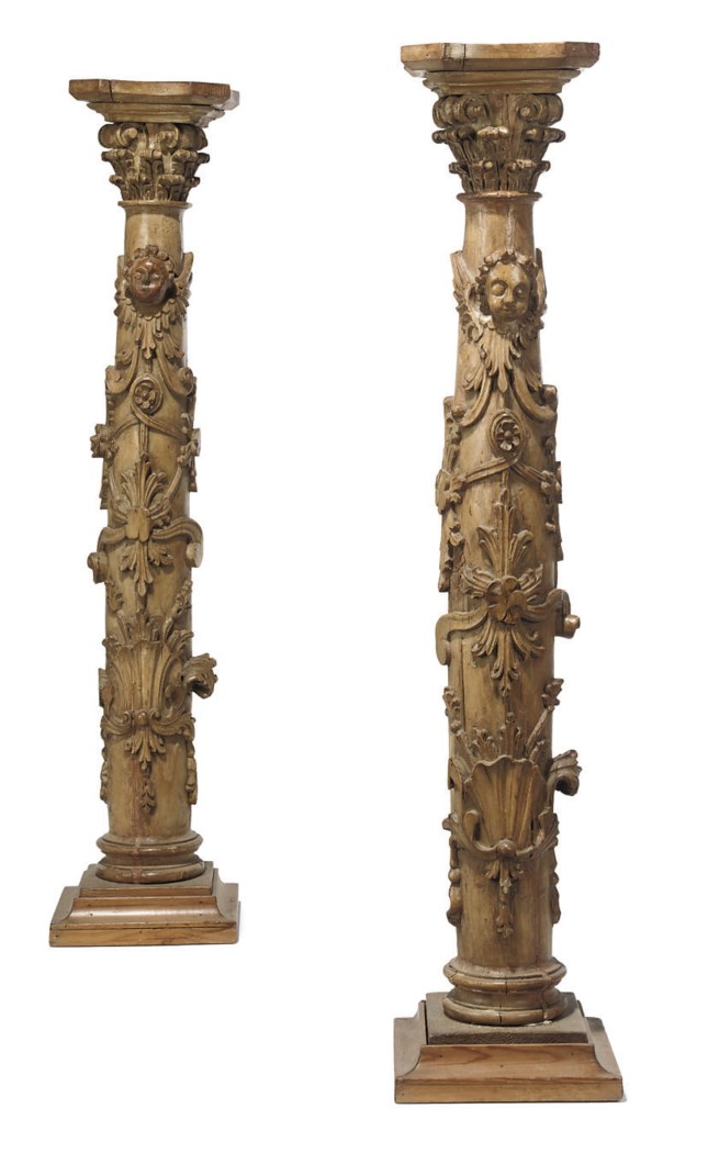 A PAIR OF ITALIAN CARVED WOOD COLUMNS , EARLY 18TH CENTURY | Christie's