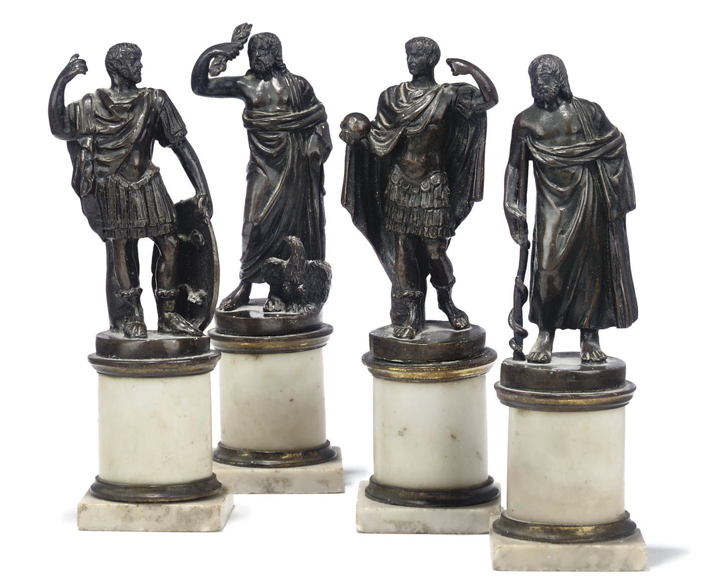 A SET OF FOUR FRENCH BRONZE MODELS OF CLASSICAL FIGURES